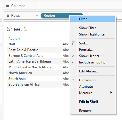 Uncheck Null in the list and click OK